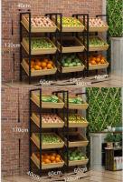 China High Grade Cold-rolled Sheet Wooden Fruit Vegetable Display Rack for Supermarket Stores for sale