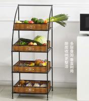 China 4 Layers Wooden Fruit Vegetable Display Rack Stand for Store Display Regular Size for sale