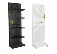 China Eco-friendly Metal Pegboard Display Rack with End Cap Hole Mesh Panel and Baskets for sale