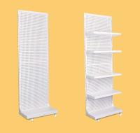 China Eco-friendly Metal Pegboard Display Rack with End Cap Hole Mesh Panel and Baskets for sale