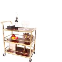 China Foods and Beverages Stainless Steel Food Serving Trolley with Customized Caster Size for sale