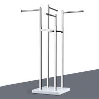 China Golden Finish 4 Way Clothing Rack for Customized Size Retail Clothing Display Stand for sale