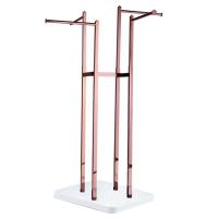 China Golden Finish 4 Way Clothing Rack for Customized Size Retail Clothing Display Stand for sale