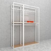 China Modern 2 Tier Steel MDF Wardrobe Clothing Garment Rack for Retail Shops and Advertising for sale