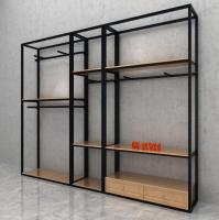China Modern 2 Tier Steel MDF Wardrobe Clothing Garment Rack for Retail Shops and Advertising for sale
