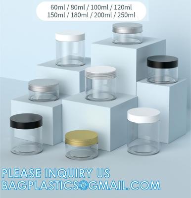 China Cosmetic Food Pack 100ml 150ml 200ml 250ml 300ml Amber Pet Plastic Cosmetic Cream Jar With White Black Lid for sale