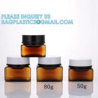 China 1oz 2oz 30ml 50ml 100ml Custom Refillable Amber Face Cream Container Cosmetic Plastic Glass Jar With Lid for sale