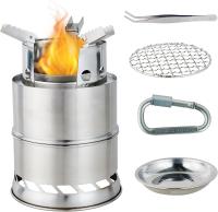 China Mini Portable Wood Burning Stove, Camping Stove Foldable Stainless Steel Backpacking Cookware Rocket Stove for sale