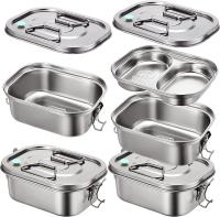 China Stainless Steel Bento Box Metal Lunch Box Containers Leak-proof For Adults Dual Tiers Metal Lunch Box Container for sale