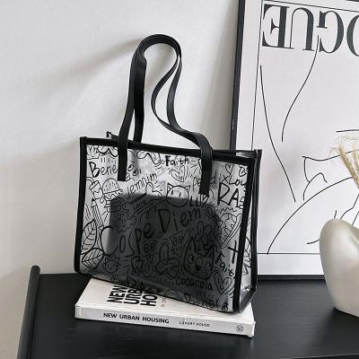 China Summer Fashion All-Match Bag Women'S New High-Quality Texture Transparent Tote Bag Large Capacity Shoulder Commuter Bag for sale