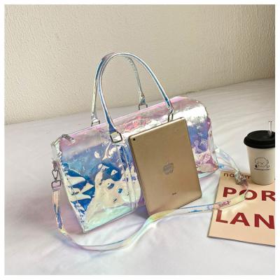 China Colorful Transparent Travel Bag New Women'S Bag Casual Fitness Bag Super Cool Portable Laser Bag Swimming Bag for sale