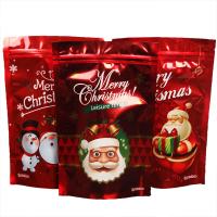 China Custom New Year Merry Christmas Zip Lock Bag Plastic Gift Packaging Bag Candy Sweet Cookie Food Stand Up Pouch for sale