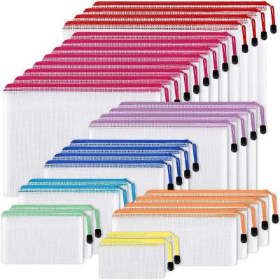 China Mesh Zipper Pouch, Waterproof Zipper Bags, 8 Sizes Waterproof Plastic Document Pouch, 8 Colors, Multipurpose for sale