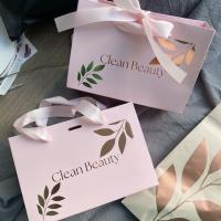 China Competitive Price Elegant Customized Brand Logo Luxury Wine Boutique Shopping PinkPaper Gift Bags With Ribbon Handles for sale
