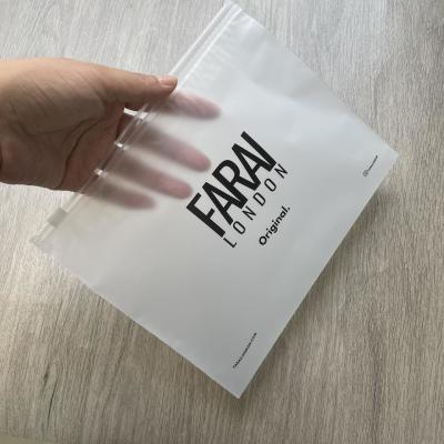 China Custom Matte/Frosted Biodegradable Plastic Packaging Zipper Bags, T Shirt Swimwear Zip Lock Clothing Bags With Logo for sale