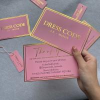 China Gold Foil Printed Hangtag High Quality Custom Paper Brand Apparel Product Tags, Logo Pink Tag String Clothing Hangtag for sale