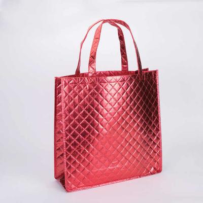 China Wholesale Custom Logo Printed Stripe Eco-Friendly Non-Woven Laser Highlight Shopping Grocery Tote Bag for sale