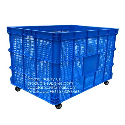 China Plastic Basket With Wheels Large Rectangular Box Plastic Frame Hollow Thickened Express Clothing Factory Transit for sale