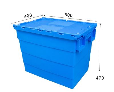 China Large Size Distribution Container With Hinged Lid Storage Bins Plastic Stackable Large Plastic Attached Lid Container for sale
