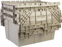 China Efficient Foldable Turnover Plastic Crate Attached Lid Solid Moving Storage Bin Stackable Pallet Container For Convenient for sale