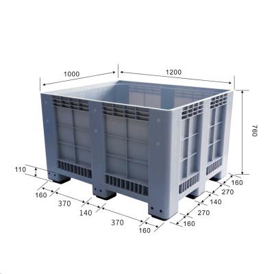 China Heavy Duty Industrial Use Folding Plastic Pallet Box Plastic Stackable Collapsible Pallet Crates With Half-Open Windows for sale