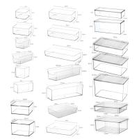 China Stackable Refrigerator Organizer Bins Clear Kitchen Organizer Container Bins With Handles Plastic Bags For Pantry, Cabinets, Shelves, Drawer, Freezer - Food Safe for sale