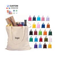 China Sustainable Eco Friendly Custom Logo Shopping Handbag Eco-Friendly Reusable Groceries Tote 100% Natural Organic Cotton Canvas Bag for sale