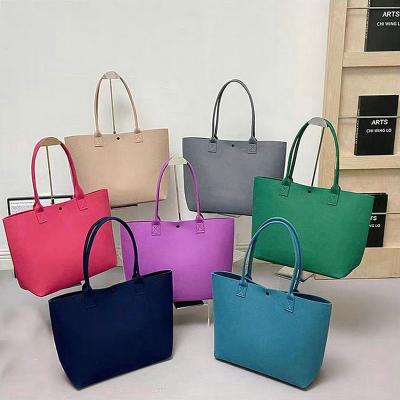 China Wholesale Fashion Felt Handbags Custom Logo Colorful Felt Shopping Gift Bag Felt Tote Bag Custom Logo Eco-Friendly Casual Large Capacity Felt Tote Women Felt Bag Handbags Wool Felt Shopping Bag for sale