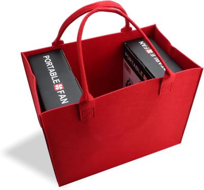 China Biodegradable Sustainable Eco Friendly Green Felt Bag Storage High-Capacity Solid Color Two Shoulder Straps Custom Logo Felt Tote Bag Shopping for sale