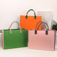 China Felt Tote Bag Reusable Lightly Heavy Duty Grocery Tote Bag With Handles Shopping Felt Bags Wholesale Custom Simple Letter Logo Eco-Friendly Durable Multi-Scenario Suitable Felt Shopping Tote Bag for sale