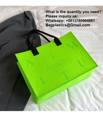 China Factory Supply New Style Fashion Hand Bags Shopping Handbag Felt Customized Multi-Pocket Handbag Felt Tote Bag Eco-Friendly Cotton Felt Handle Beautiful Striped for sale