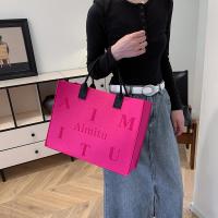 China Portable Promotion Custom Printed Logo Felt Tote Bag Handbags Wool Felt Grocery Shopping Tote Bag Wholesale Fashion Women Daily Felt Gift Tote Bag With Outer Pocket for sale