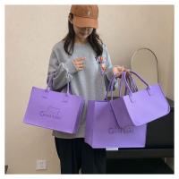 China Commuting Simple Style Felt Shopping Handbag with Custom logo and Color Custom Felt Shoulder Bag Simple Large Capacity Felt Tote Bag Wholesale Felt Cloth Bag Custom With Logo for sale