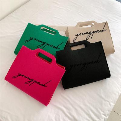 China OEM Handmade Reversible Felt Storage Bag Embroidered Personalized Tote Bag Manufacturer'S Shopping Bag Wholesale Custom Simple Letter Logo Eco-Friendly Durable Multi-Scenario Suitable Felt Shopping for sale