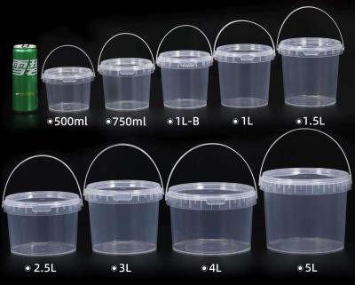 China Biodegradable PLA compostable Eco friendly Clear Food-Grade Plastic Bucket Round Shape With Lid Recyclable For Water Packaging Storage Drums for sale