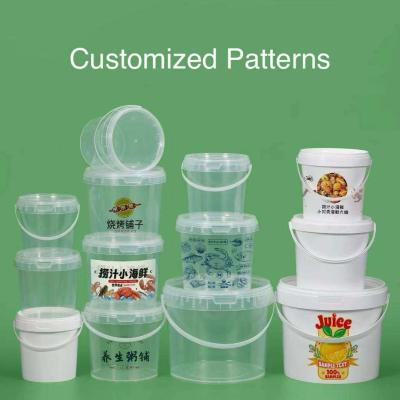 China Wholesale Round 0.5-5 Liter Plastic Jerry Can Customizable Colors In Food Grade Clear Plastic Pail For Car Wash Eco-Friendly 1L Custom logo Disposable PP Juice Cup Clear Fruit Juice Cups Bucket for sale