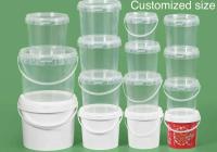 China 500ml 1L 2L 3L 4L 5L Factory Supply Handle Food Grade Packing Bucket Round White Clear Plastic Round Bucket With Lid for sale