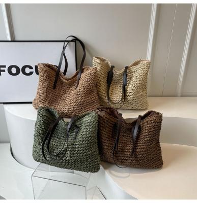 China High Quality Wholesale Women'S Summer Crochet Raffia Straw Bag Handmade Designer Open Shoulder Bag Crochet Beach Bag for Women Summer Beach Totes Bag Women Crochet Purses Rattan Earrings for sale
