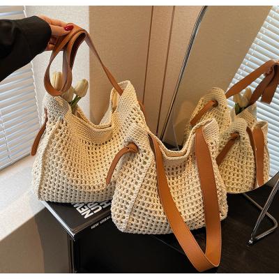 China Straw Beach Tote Bag Large Summer Handmade Woven Tote Bag For Women Boho Woven Bags For Summer Vacations Pool Holiday Travel Women Small Straw Bags Summer Beach Tote Bag Handmade Woven Hobo Purse for sale