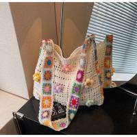 China Raffia Straw Bags Tote Summer Beach Purses Wholesale New Ethnic Style Beach Bags Women Paper Straw Crochet Tote Bags Large Capacity Raffia Braided Handbags for sale