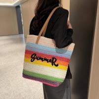 China Summer Luxury Crochet Straw Raffia Tote Bag For Women Casual Handbag Embroidery Portable Open For Beach Holidays Casual Outings for sale