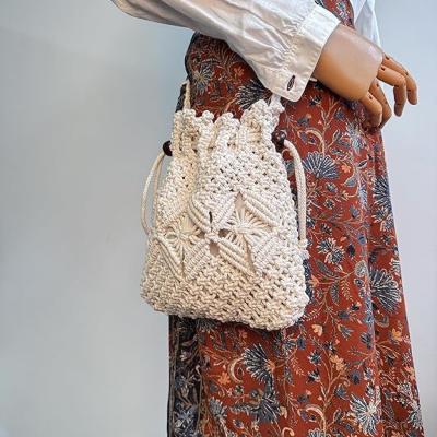 China Boho Crossbody Summer Beach Bag - Handwoven String Boho Crochet Purse Straw Beach Tote Embroidery Yarn Crochet Bag Luxury Women Handmade Crochet Raffia Beach Bag for sale