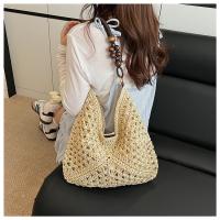 China Handbags Raffia Beach Market Shopping Bag Summer Beach Holiday Dress Luxury Lady Casual Underarm Handbag Slouch Crochet Straw Raffia Tote Shopping Travel Bucket Bag for sale