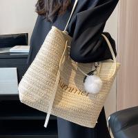 China Raffia Crocheted Tote Shopping Bag Handmade Straw Bag Shoulder Beach Woven Handbag Summer Fashion Lady'S Casual Handbags Women'S Straw Shoulder Bags Rattan Woven Top Handle Raffia Crochet Beach for sale