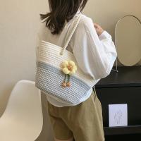 China Luxury Large Summer Beach Personalized Custom PU Leather Trim Crochet Raffia Straw Tote Bag Handbag Manufacturers For Women for sale