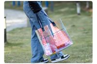 China hologram holographic shiny fashion sustainable Waterproof Beach Bags Women Clear Iridescent Tote Bag Cosmetic Pouch For Phone Travel Beach Pool Essentials for sale