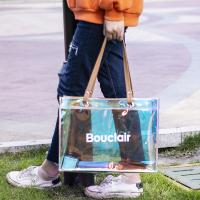 China Vinyl beach totes handy bag, handle bag, should bag, Clear bag, Holographic Tote Bags, Iridescent Waterproof Top Handle Bag, Clear Jelly Totes Vocation Party Beach Bag for sale