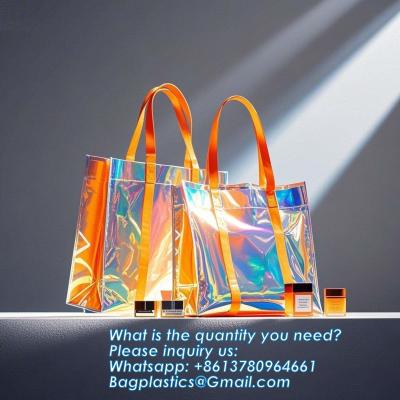China Vinyl Tote Bag Neon Jelly Shoulder Beach Bag Laser Shopping Summer Beach Women Pvc Shoulder Tote Bags Holographic Waterproof Jelly Transparent Handbag For Girl for sale