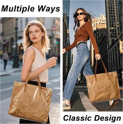 China Sustainable Recyclable Tote Bag For Women, TPU Waterproof And Tyvek Paper Material Casual Shoulder Bag Handbag For Work, Travel, Gym for sale