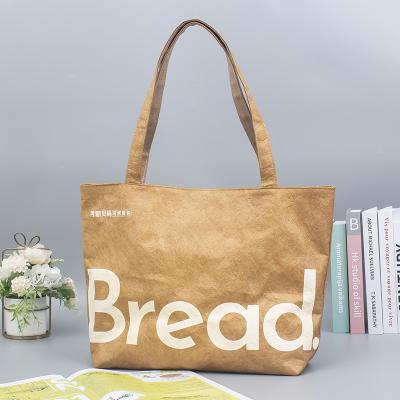 China Trending Product Reusable Washable Durable Handbags Tote Bags Vintage Waterproof Dupont Tote Bag Kraft Tyvek Paper Handbag for sale